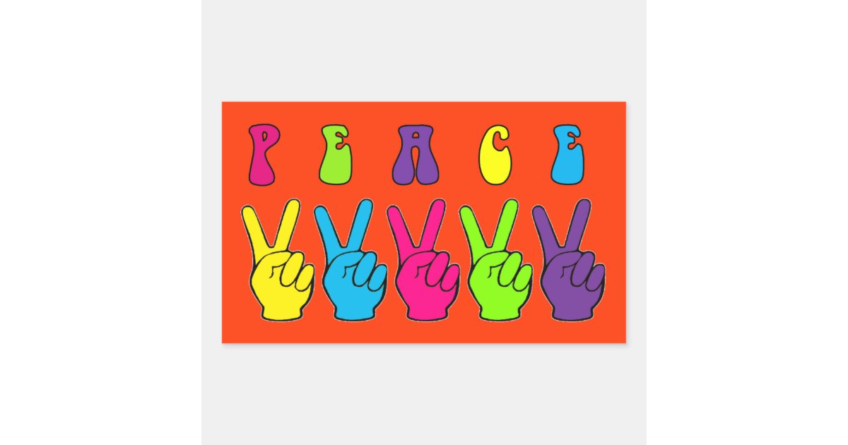 Peace Hand Signs Rectangular Sticker | Zazzle