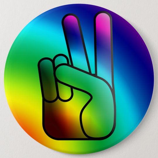 Peace Hippie Hand Sign Hippie 6" Button | Zazzle.co.uk