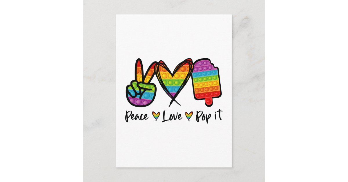 Peace Love Pop It Postcards, Rainbow Pop It Postcard | Zazzle