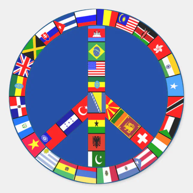 Peace Sign Made of Flags Products Classic Round Sticker | Zazzle