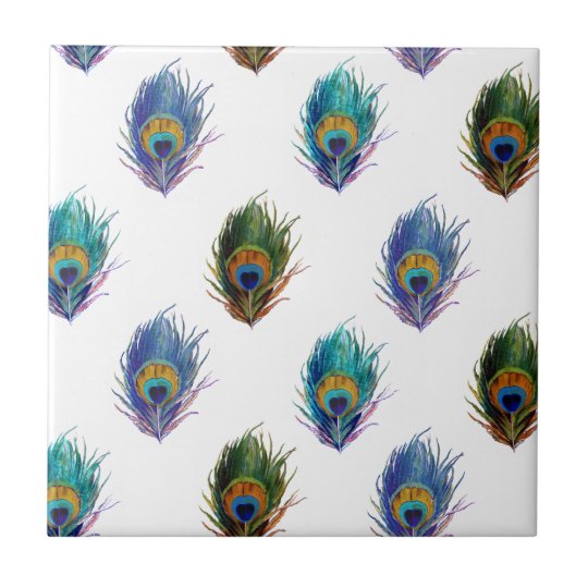 Peacock feather pattern tile | Zazzle.co.uk