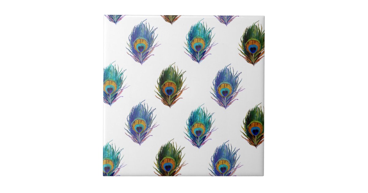 Peacock feather pattern tile | Zazzle