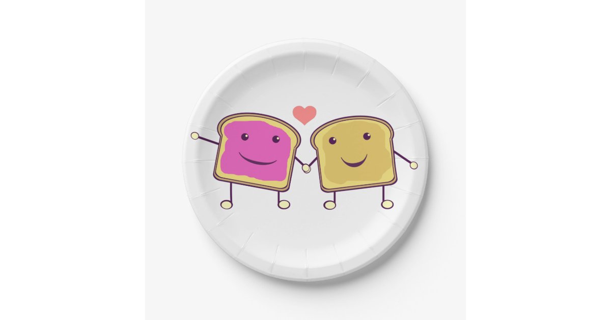 Peanut Butter and Jelly Pals White Paper Plate | Zazzle