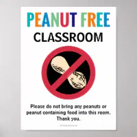 Nut Free Classroom Poster School Nut Free School Classroom Customized