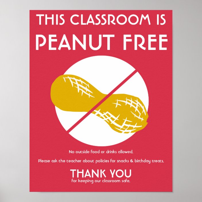 Peanut Free Classroom Sign for School or Daycare | Zazzle.co.uk