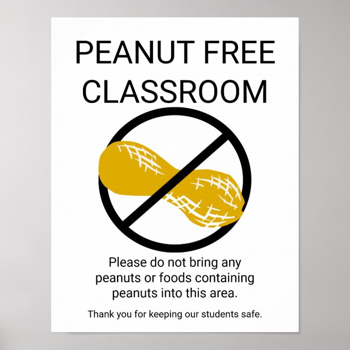 Peanut Free Classroom Sign School No Peanut Symbol | Zazzle.co.uk