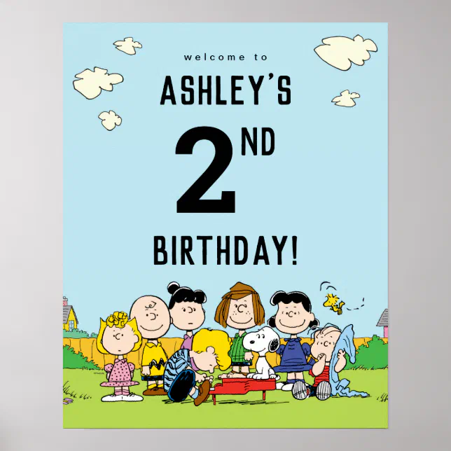 Peanuts | Charlie Brown and Gang Birthday Poster | Zazzle