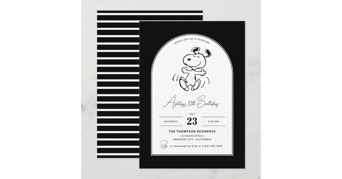 Peanuts | Dancing Snoopy Birthday Invitation | Zazzle