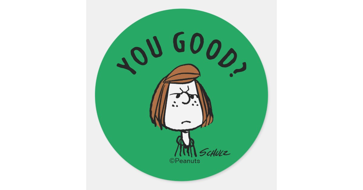 Peanuts | Peppermint Patty You Good? Classic Round Sticker | Zazzle