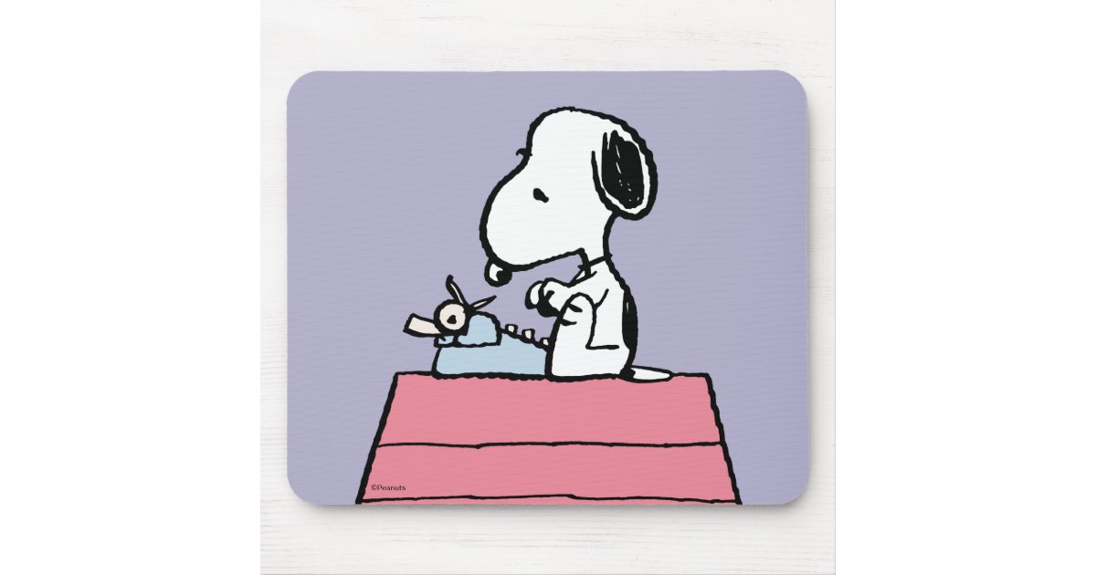 Peanuts | Snoopy at the Typewriter Mouse Mat | Zazzle