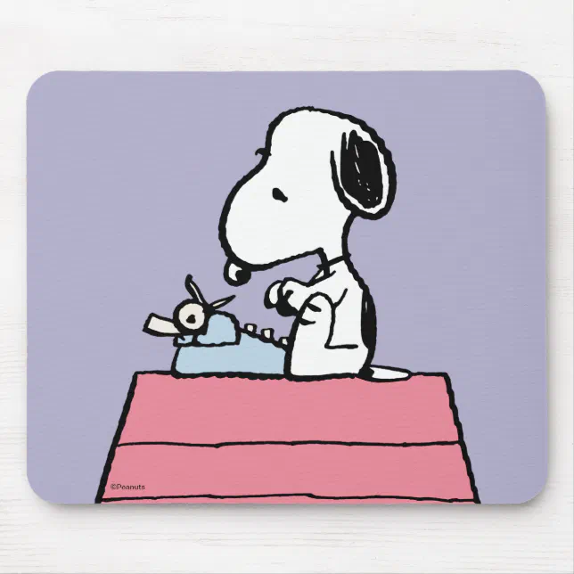 Peanuts | Snoopy at the Typewriter Mouse Mat | Zazzle