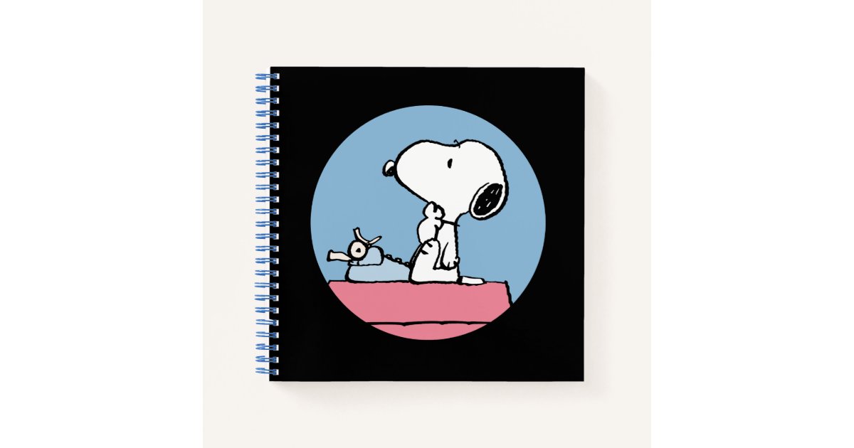 Peanuts | Snoopy at the Typewriter Notebook | Zazzle