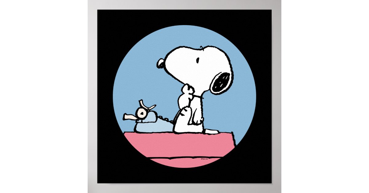 Peanuts | Snoopy at the Typewriter Poster | Zazzle