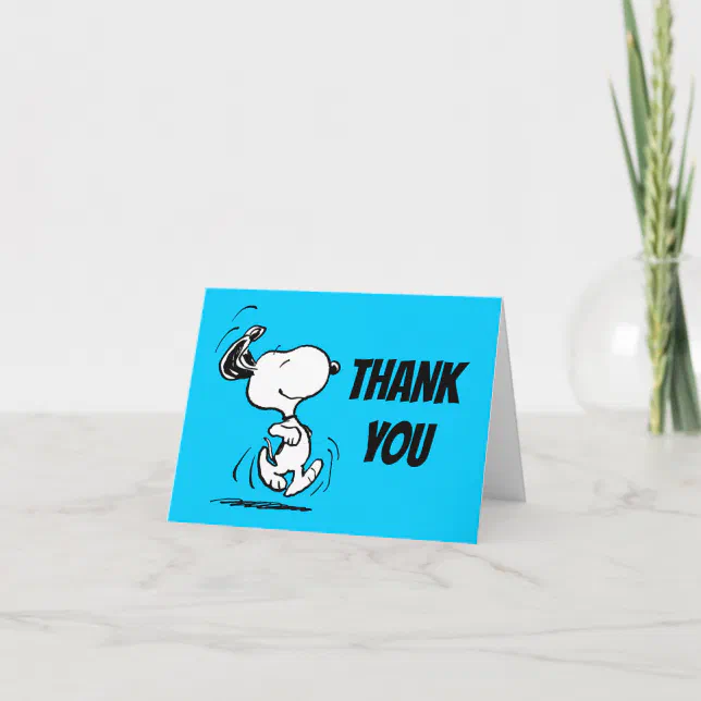 Peanuts | Snoopy Happy Dance Thank You Card | Zazzle