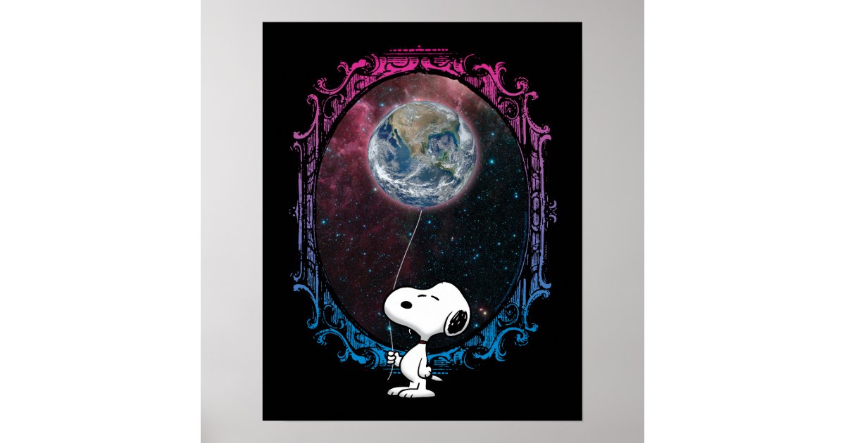 Peanuts | Snoopy Spaced Out Balloon Poster | Zazzle