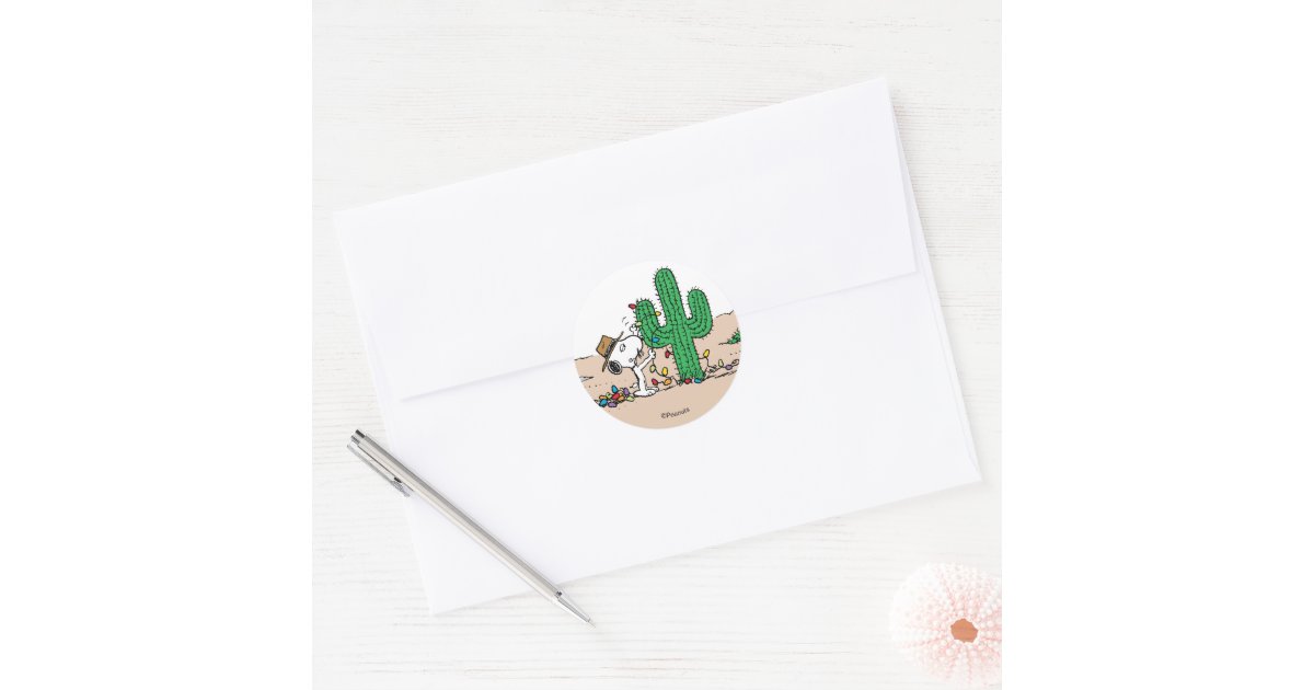 Peanuts | Spike Decorates for Christmas Classic Round Sticker | Zazzle