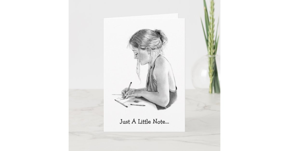 PENCIL ART NOTE CARD, DRAWING CARD | Zazzle