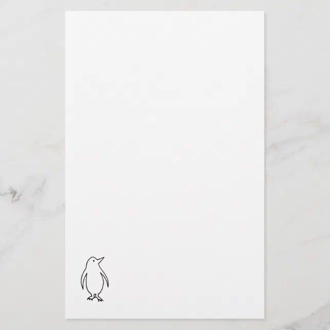 Penguin - fun simple fresh ink line drawing art stationery | Zazzle