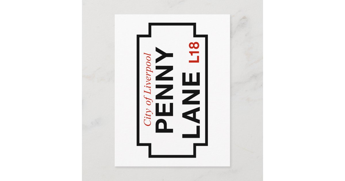 Penny Lane, Street Sign, Liverpool, UK Postcard | Zazzle