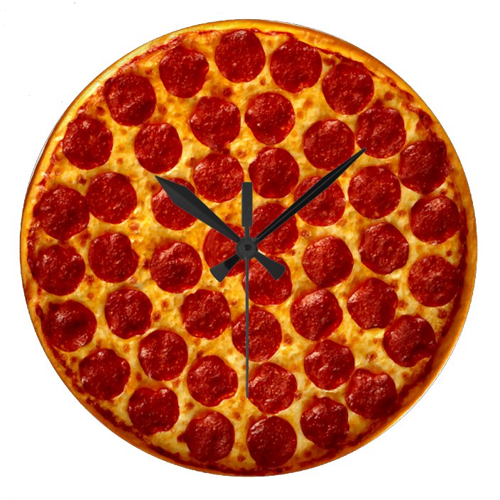 Pepperoni Pizza Time Large Clock | Zazzle.co.uk