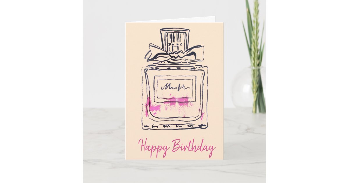 Perfume bottle fashion watercolour birthday card | Zazzle.co.uk