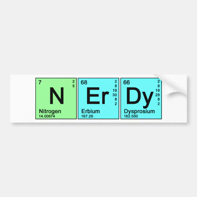 Periodic Nerd Bumper Sticker | Zazzle