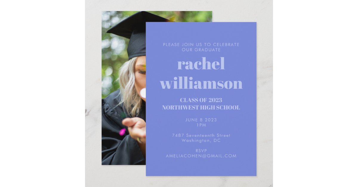 Periwinkle Class of 2024 Photo Graduation Party Invitation | Zazzle