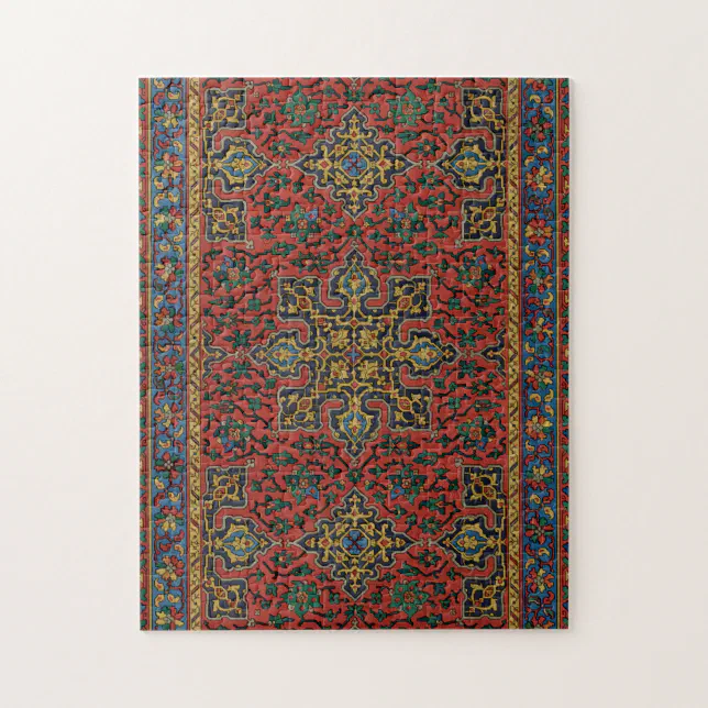 Persian Rug Carpet Red Blue Classic Jigsaw Puzzle | Zazzle