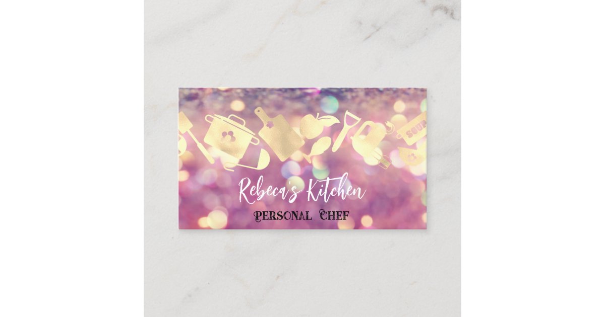 Personal Chef Restaurant Catering Logo QR Code Bar Business Card | Zazzle