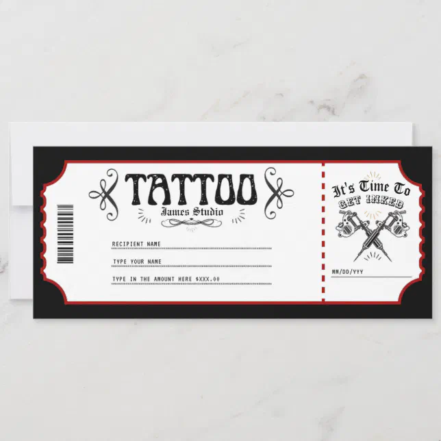 Personal Tattoo Voucher Certificate Ticket Gift Invitation | Zazzle