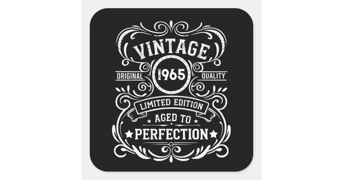 Personaliazed sixty vintage 60th birthday party square sticker | Zazzle