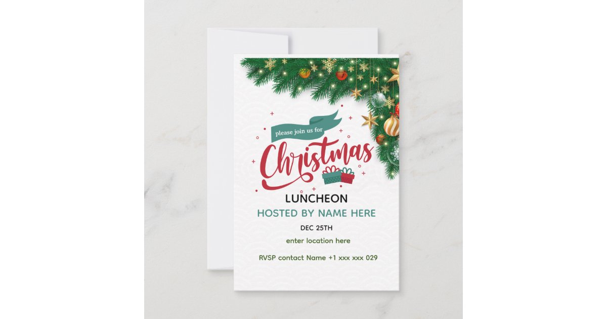 Personalise Christmas Christmas luncheon Invitation | Zazzle