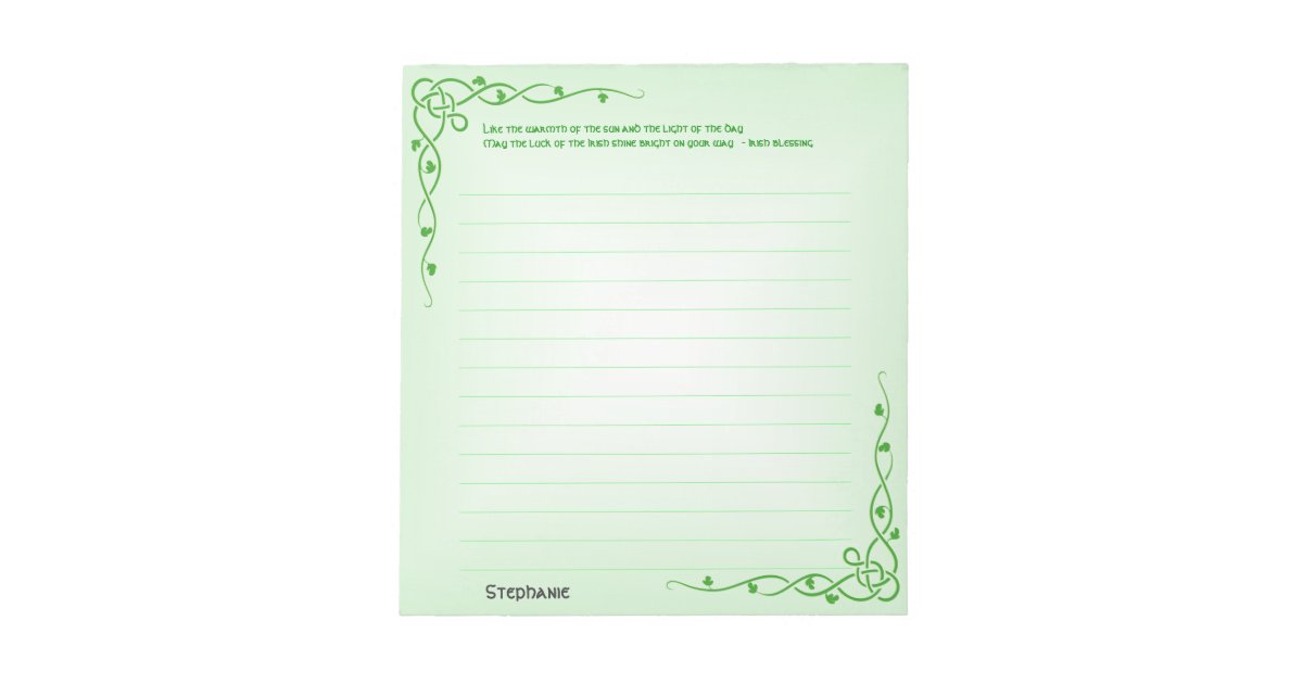 Personalise: Irish Blessing (#2) Celtic Braids Notepad | Zazzle