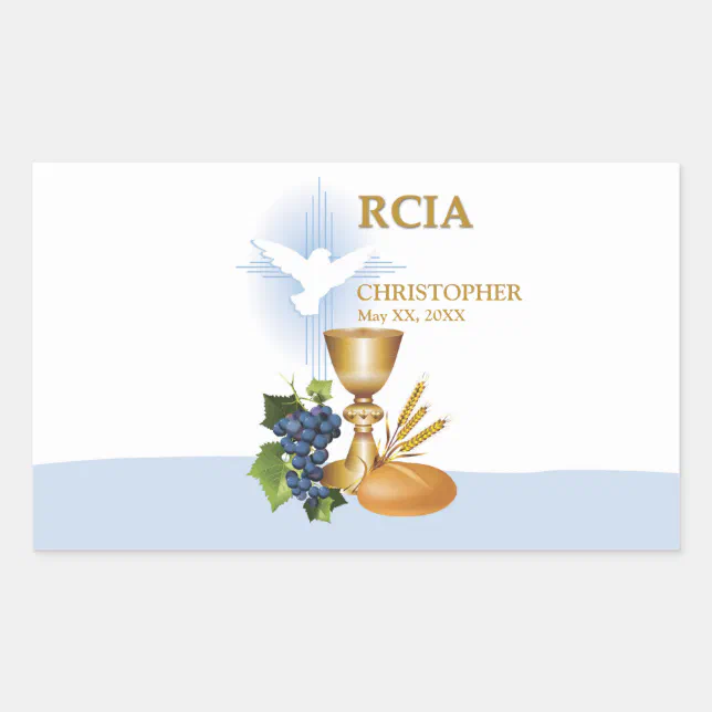 Personalise, RCIA Congrats Catholic Sacrament Rectangular Sticker | Zazzle