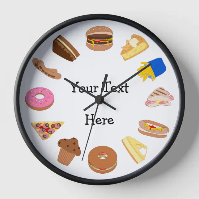 Personalise this Food Graphics Man Cave or Kitchen Wall Clock | Zazzle