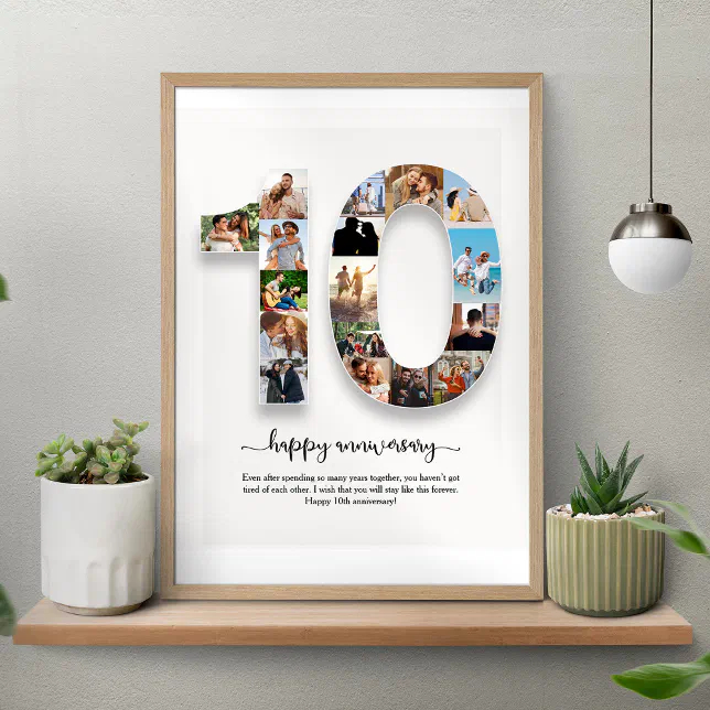 Personalised 10th Anniversary Photo Collage Poster | Zazzle