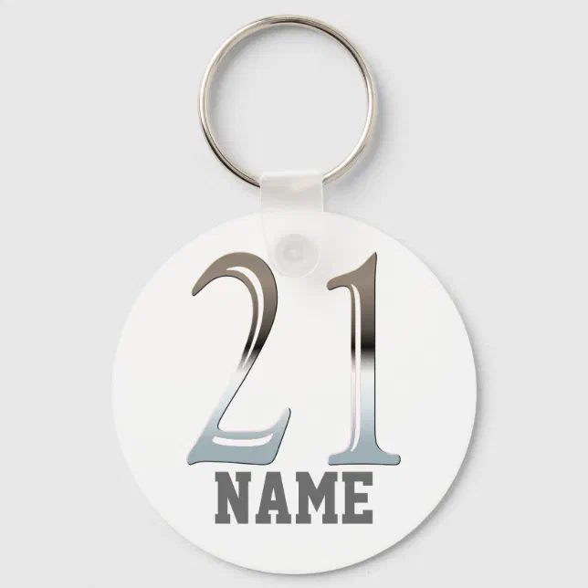 Personalised 21st Birthday Silver | Number 21 Key Ring | Zazzle