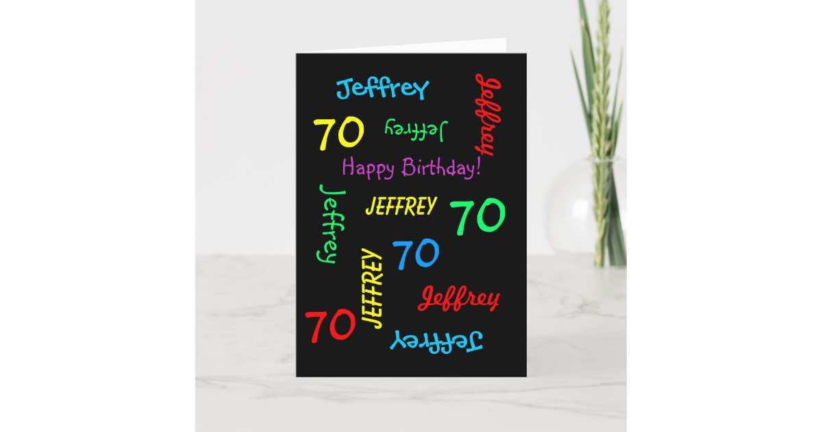 Personalised 70th Birthday Card Any Name Black Zazzle co uk Personalised 70th Birthday Card Any Name Black Zazzle co uk