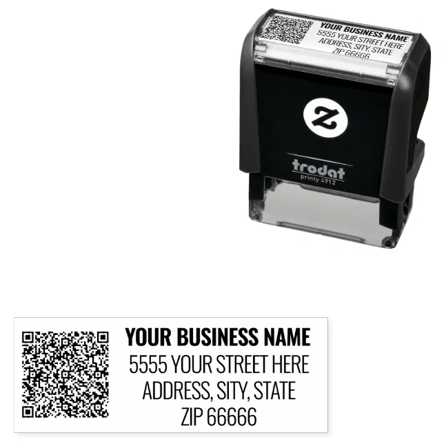 Personalised Address QR Code Self-inking Stamp | Zazzle