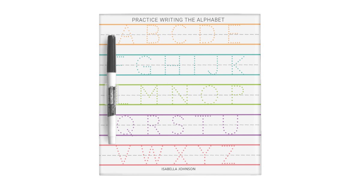 Personalised Alphabet Tracing Practice White Board | Zazzle