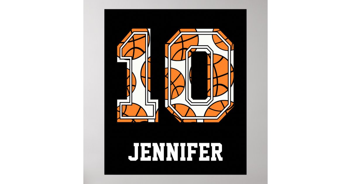 Personalised Basketball Number 10 Poster | Zazzle