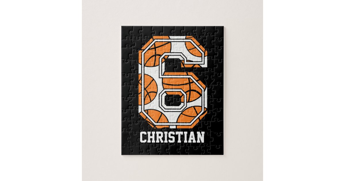 Personalised Basketball Number 6 Jigsaw Puzzle | Zazzle