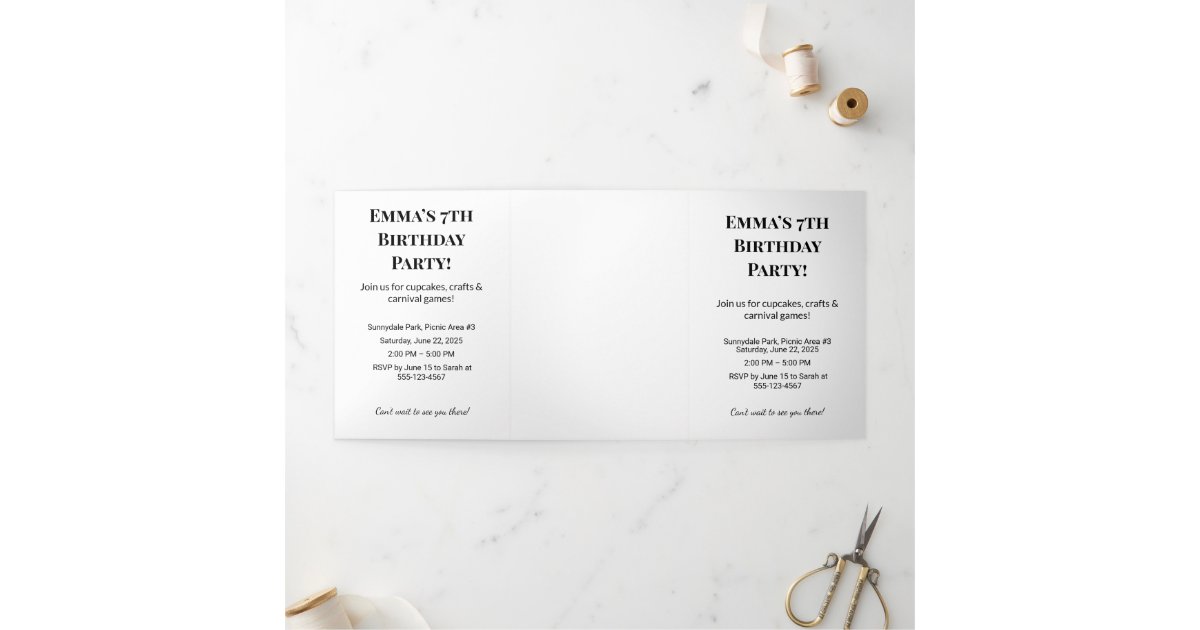 Personalised Birthday Party Trifold Letter Fold | Zazzle