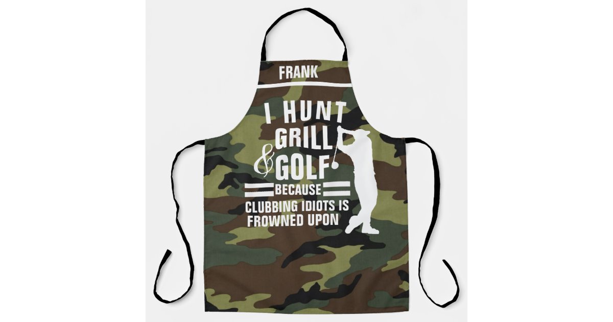 Personalised Camo Aprons, Funny Novelty Golf Apron | Zazzle