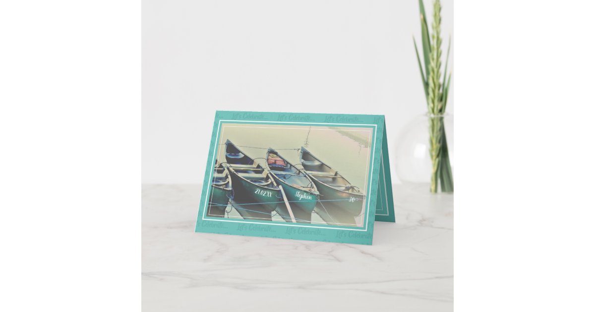 Personalised canoe birthday party invitation | Zazzle