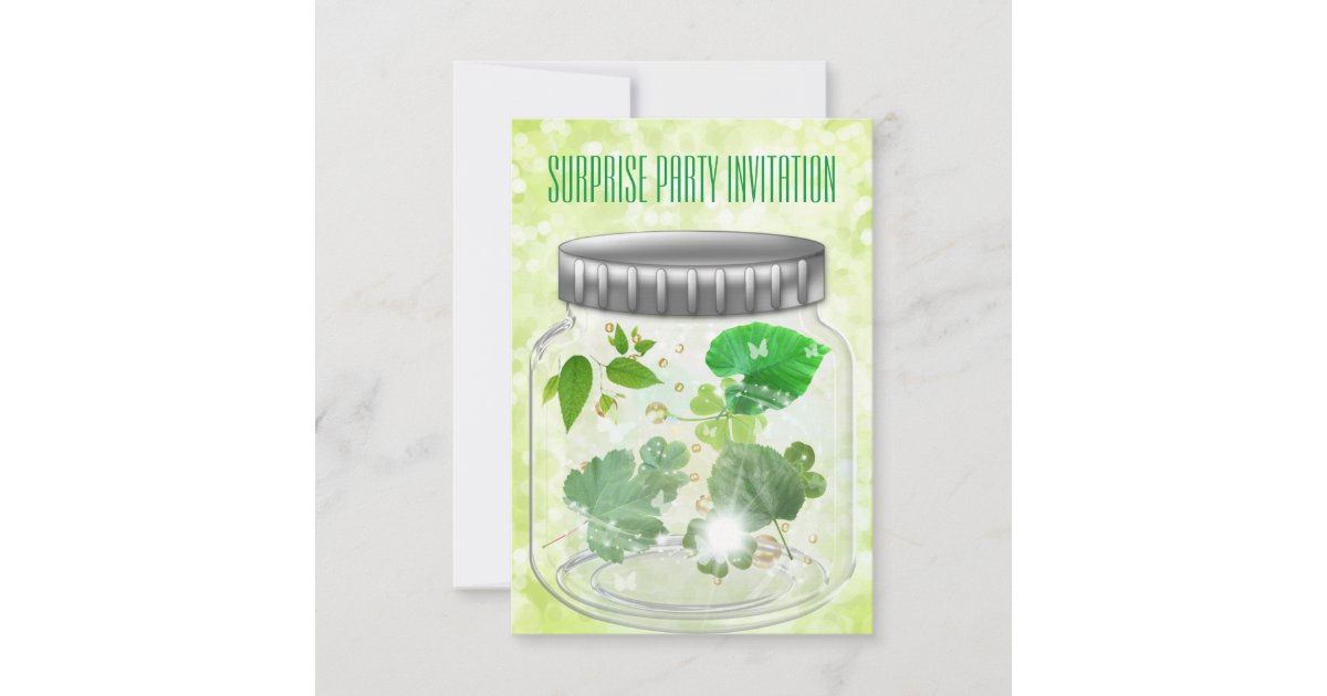 Personalised Chic Green Surprise Party Invitation | Zazzle