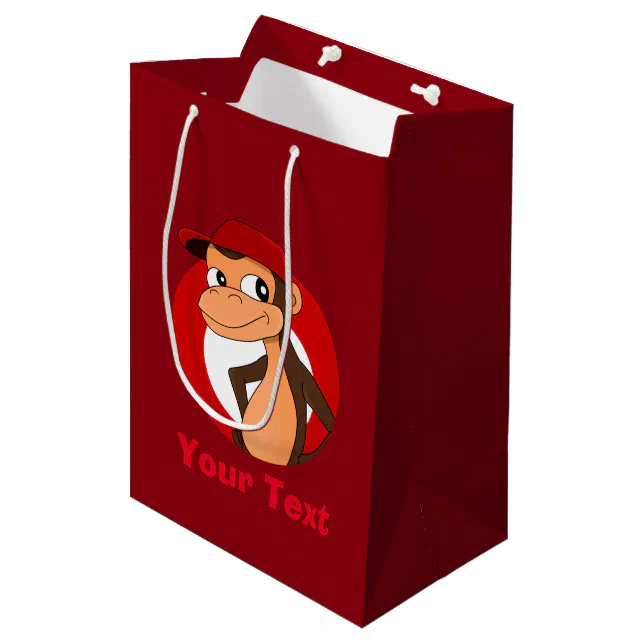 Personalised chimp cartoon medium gift bag | Zazzle