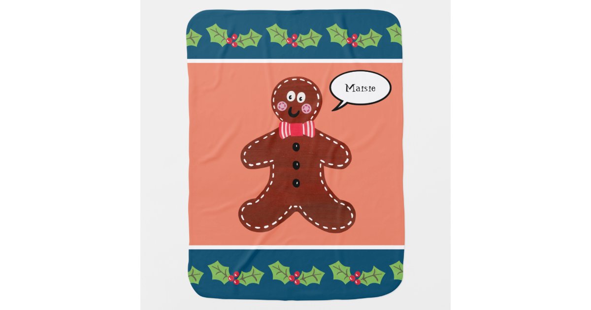 Personalised Christmas Gingerbread Man Baby Blanket | Zazzle