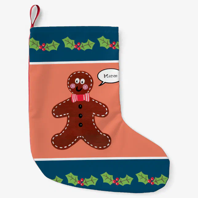 Personalised Christmas Gingerbread Man Small Christmas Stocking | Zazzle