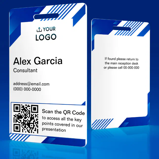 Personalised Company Employee Logo & QR Code ID Badge | Zazzle